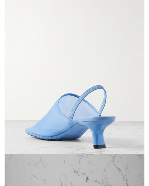 Loewe Petal Leather-Trimmed Mesh Slingback Sandals in Blue | Lyst