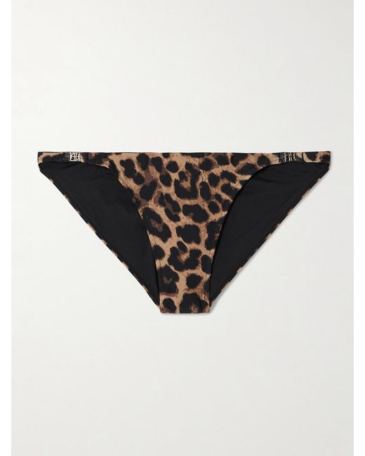 Anine Bing Bellamy Leopard-Print Recycled Bikini Briefs in Black | Lyst