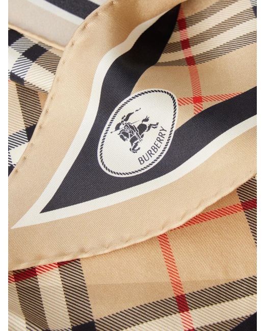 Burberry Checked Silk-Twill Scarf in Natural | Lyst UK
