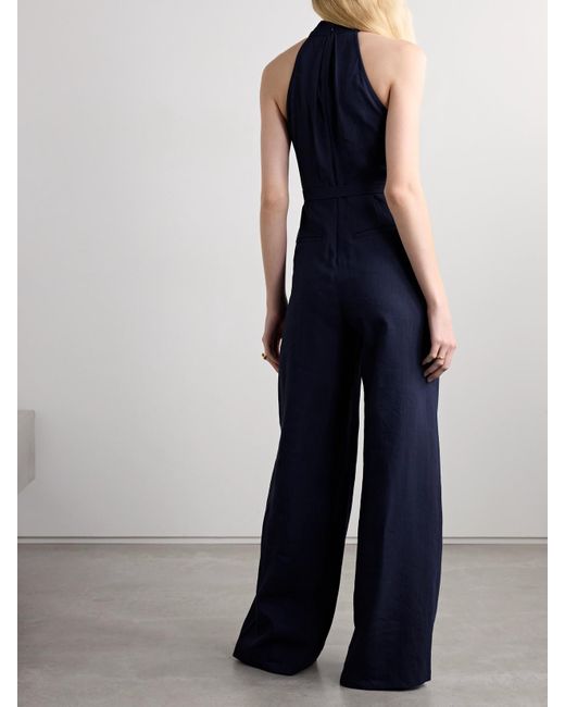 A.L.C. Murphy Ii Belted Pleated Linen-Blend Twill Halterneck Jumpsuit ...