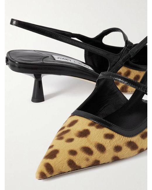 Jimmy Choo Didi 45 Leather-Trimmed Leopard-Print Calf Hair Slingback ...