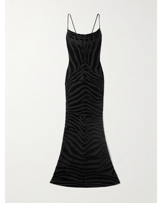 Balmain Devoré-Velvet Gown in Black | Lyst