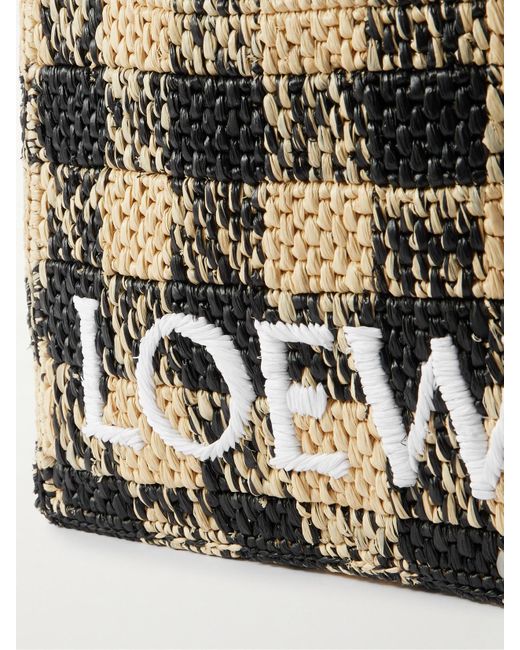 Loewe Paula's Ibiza Mini Leather-Trimmed Embroidered Gingham Raffia ...