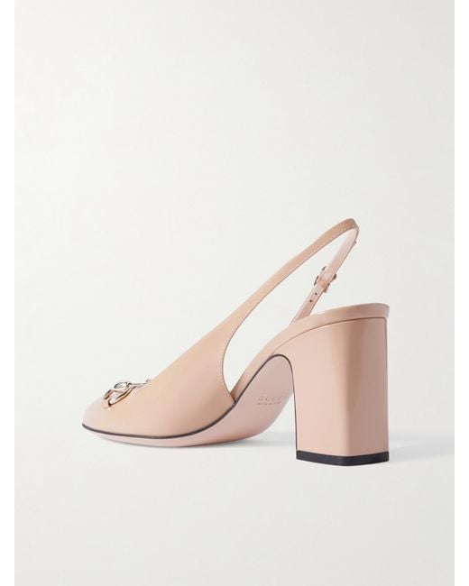 Gucci Lady Horsebit-Embellished Patent-Leather Slingback Pumps in Pink | Lyst