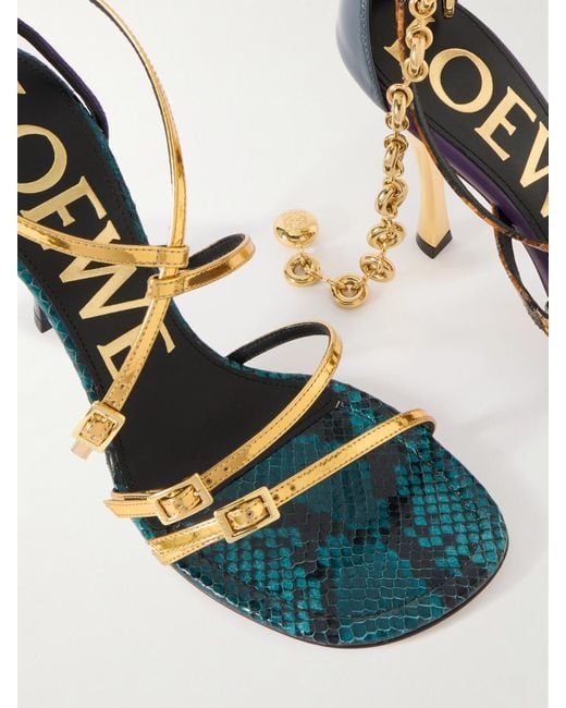 Loewe New Comic Mirrored And Snake-Effect Leather Sandals | Lyst