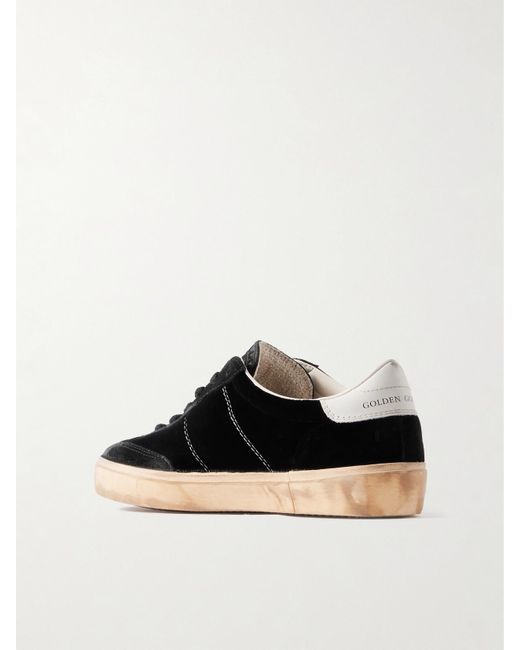 Golden Goose Soul-Star Distressed Leather-Trimmed Velvet Sneakers in ...
