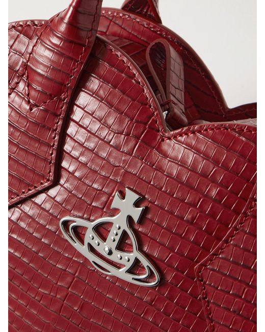 Vivienne Westwood Josephine Logo-Embellished Croc-Effect Leather Shoulder Bag in Red | Lyst