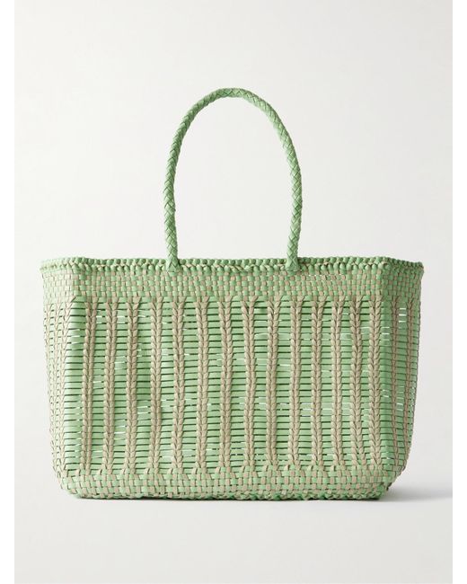 Dragon Diffusion Bali Basket Woven Leather Tote in Green | Lyst