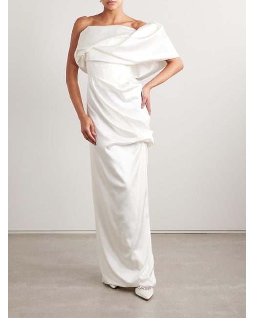 Vivienne Westwood Sybyl Off-The-Shoulder Draped Satin Gown in White | Lyst