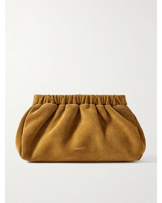 DeMellier The Miami Gathered Suede Clutch in Metallic | Lyst