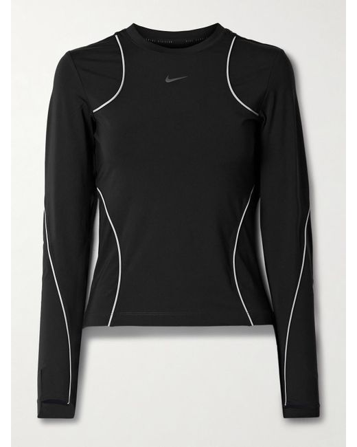 Nike Reflective Piped Dri-Fit Top in Black | Lyst