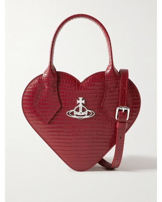 Vivienne Westwood Josephine Logo-Embellished Croc-Effect Leather Shoulder Bag in Red | Lyst