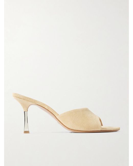 Paris Texas Lorena Suede Mules in Natural | Lyst