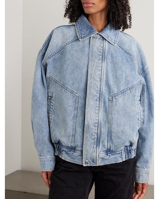 Saint Laurent Oversized Paneled Denim Jacket in Blue | Lyst UK