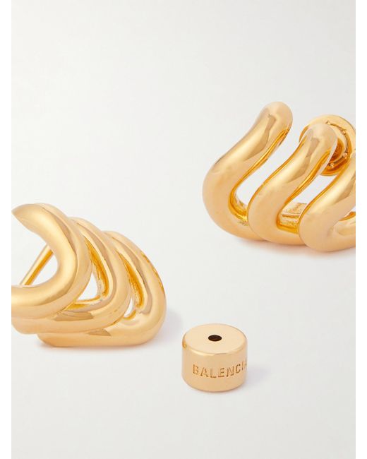 Balenciaga Loop Trio-Tone Earrings in Metallic | Lyst Australia