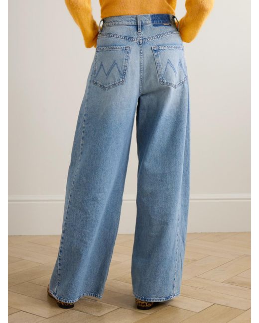 Mother The Pipe Dream Button Sneak High-Rise Wide-Leg Jeans in Blue | Lyst