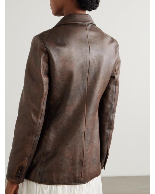 Ralph Lauren Tomasso Distressed Leather Blazer in Brown | Lyst