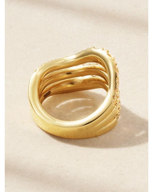 Melissa Kaye Clara Triple Wave 18-Karat Diamond Ring in Natural | Lyst