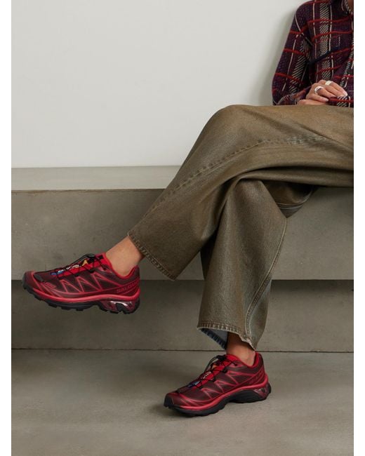 Salomon Xt-6 Rubber-Trimmed Mesh Sneakers in Red | Lyst