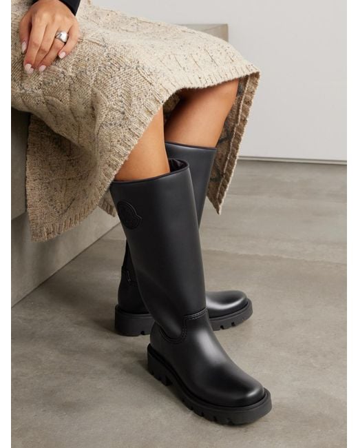 Moncler Kickstream Pvc And Shell Knee Boots in Black | Lyst