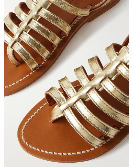 K. Jacques Homere Metallic Leather Sandals in Natural | Lyst