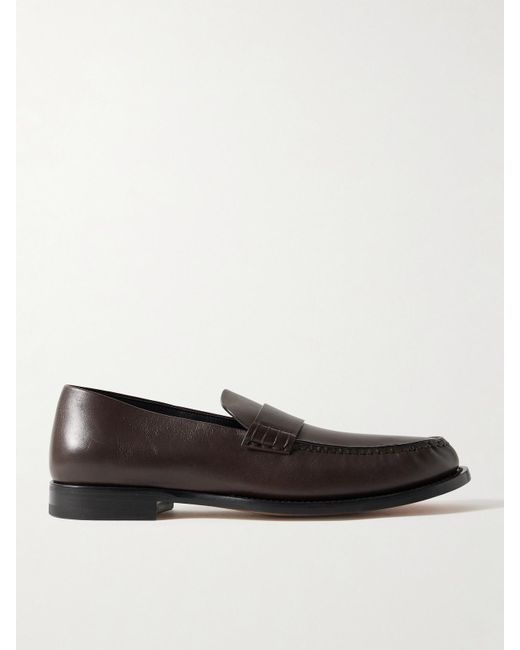 The Row Lars Leather Loafers in Brown | Lyst