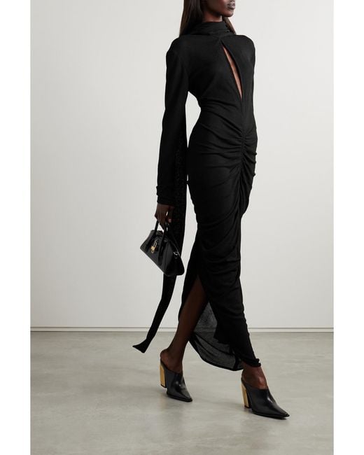Givenchy Cutout Ruched Stretch-Crepe Turtleneck Gown in Black | Lyst UK