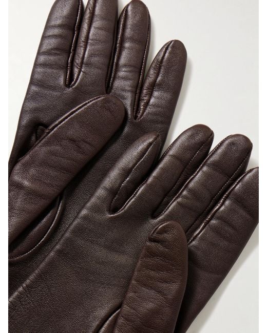 KHAITE Remo Mid Leather Gloves in Black | Lyst UK