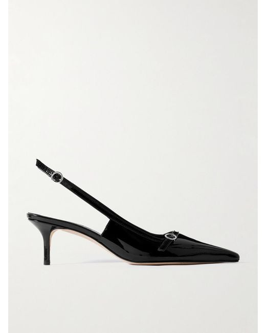 Aeyde Saba Buckled Patent-Leather Slingback Pumps in Black | Lyst