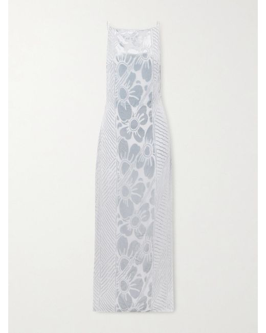 SIR. Ventura Open-Back Floral Devoré-Velvet Gown in White | Lyst UK