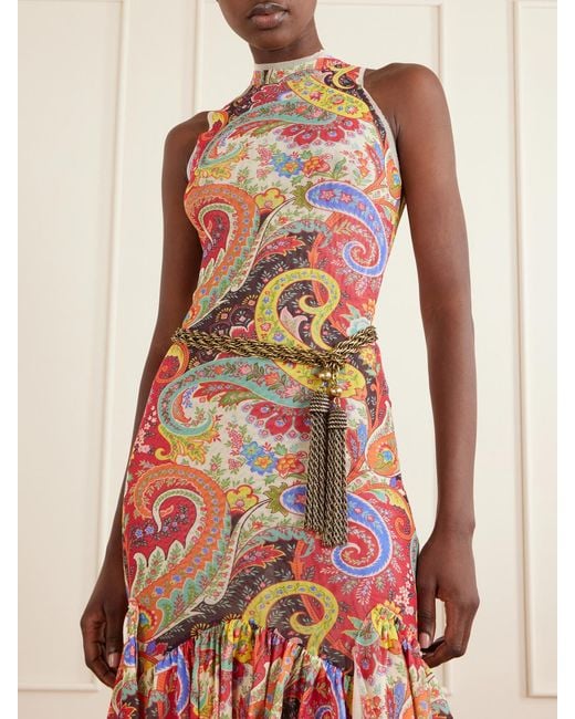Etro Tasseled-Tone Skinny Belt in Natural | Lyst UK