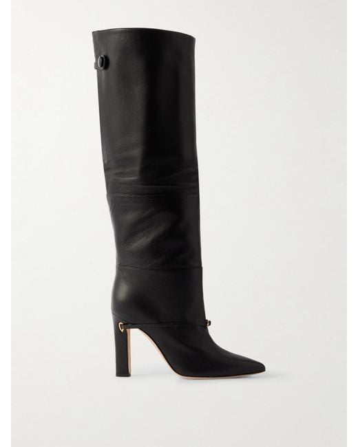 Jennifer Chamandi Eddie Leather Knee Boots in Black | Lyst