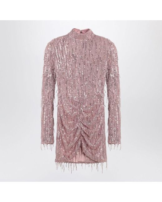 ROTATE BIRGER CHRISTENSEN Mini Dress With Sequin Fringes in Pink | Lyst