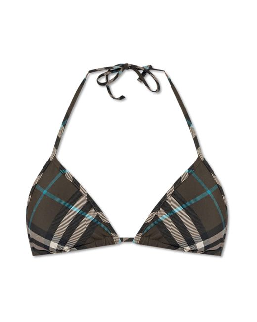 Burberry Check Triangle Bikini Top in Black | Lyst UK