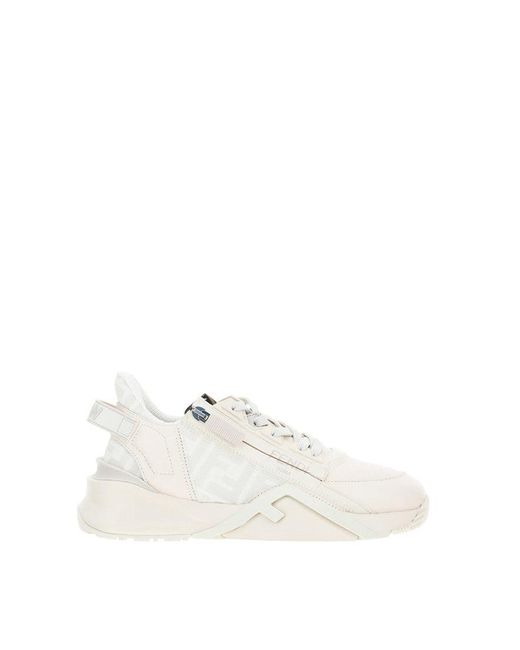 Fendi Flow Leather Sneakers in White | Lyst