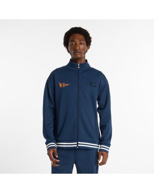 New Balance Nyc Marathon Pique Track Jacket in Blue for Men | Lyst