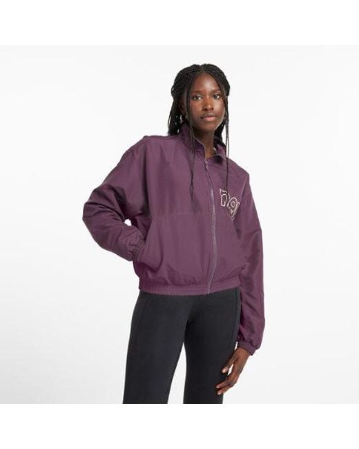 New Balance Color Blocked Graphic Woven Jacket in Purple | Lyst