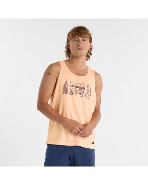 New Balance Nyrr Boroughs Run Singlet in Orange for Men | Lyst