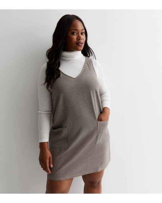 New Look Plus Size Heritage Check Pinafore Dress Curves in Brown | Lyst UK