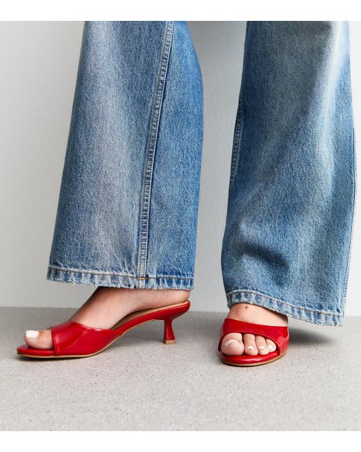 New Look Patent Kitten Heel Mules Vegan in Blue | Lyst UK