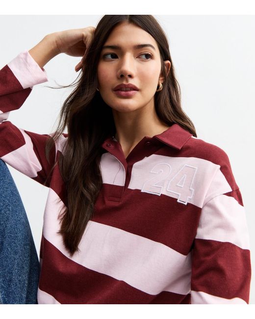 New Look 24 Embroidered Striped Rugby Top | Lyst UK