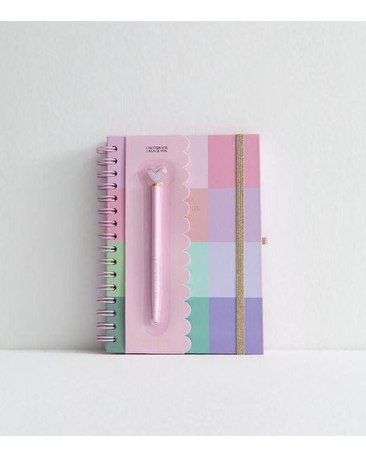New Look Check Notebook And Pen in Pink | Lyst UK