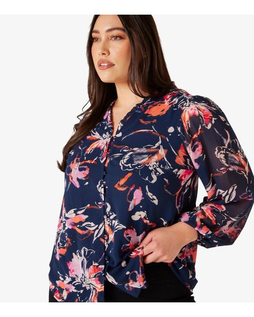 Apricot Plus Size Floral Chiffon Top Curves New Look in Blue | Lyst UK