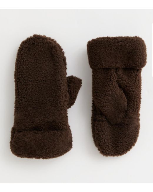 New Look Teddy Mittens in Brown | Lyst UK