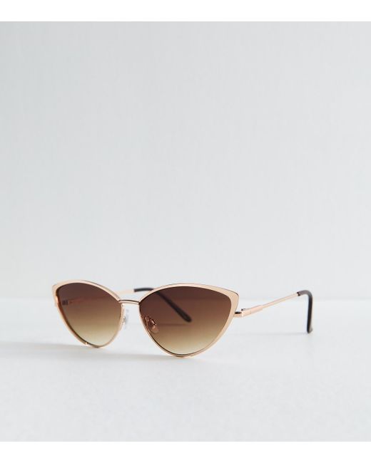 New Look Tone Metal Angular Cat Eye Sunglasses in Brown | Lyst UK