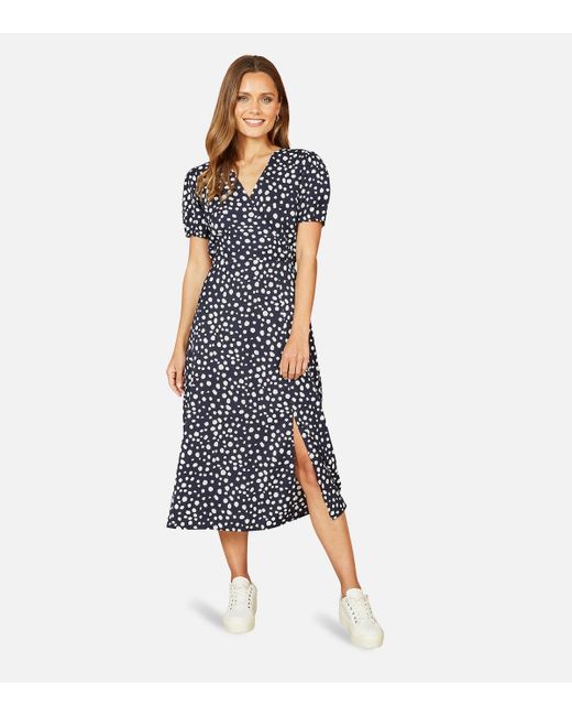 Yumi' Spot Print Midi Dress New Look in Blue | Lyst UK