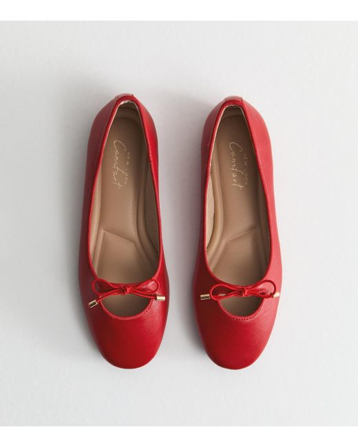 New Look Cutout Faux Leather Ballet Pumps in Red | Lyst UK