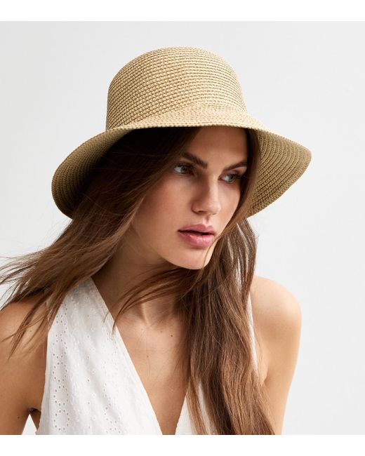 New Look Straw Effect Bucket Hat in Natural | Lyst UK