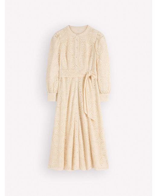 Boden Blouson Sleeve Lace Dress in Natural | Lyst