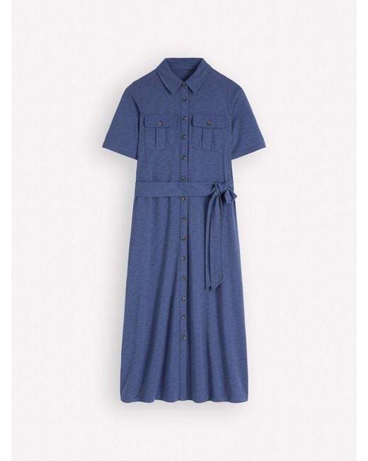 Boden Mavis Midi Jersey Shirt Dress in Blue | Lyst